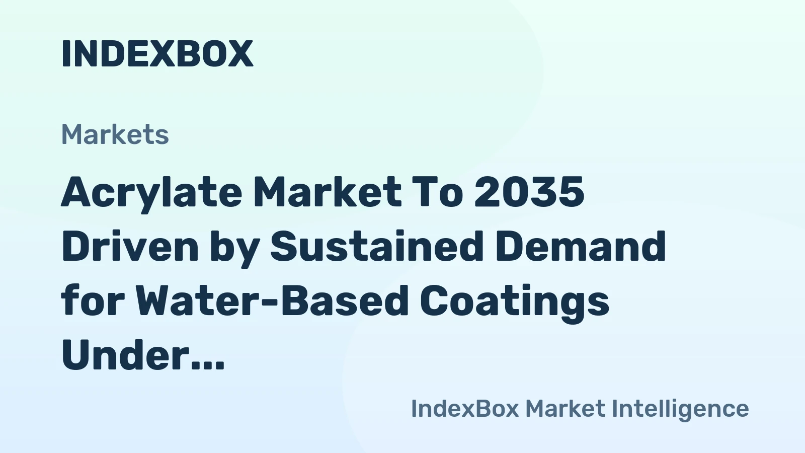 Acrylate Market to 2035 Driven by Sustained Demand for Water-Based Coatings Under VOC Regulations