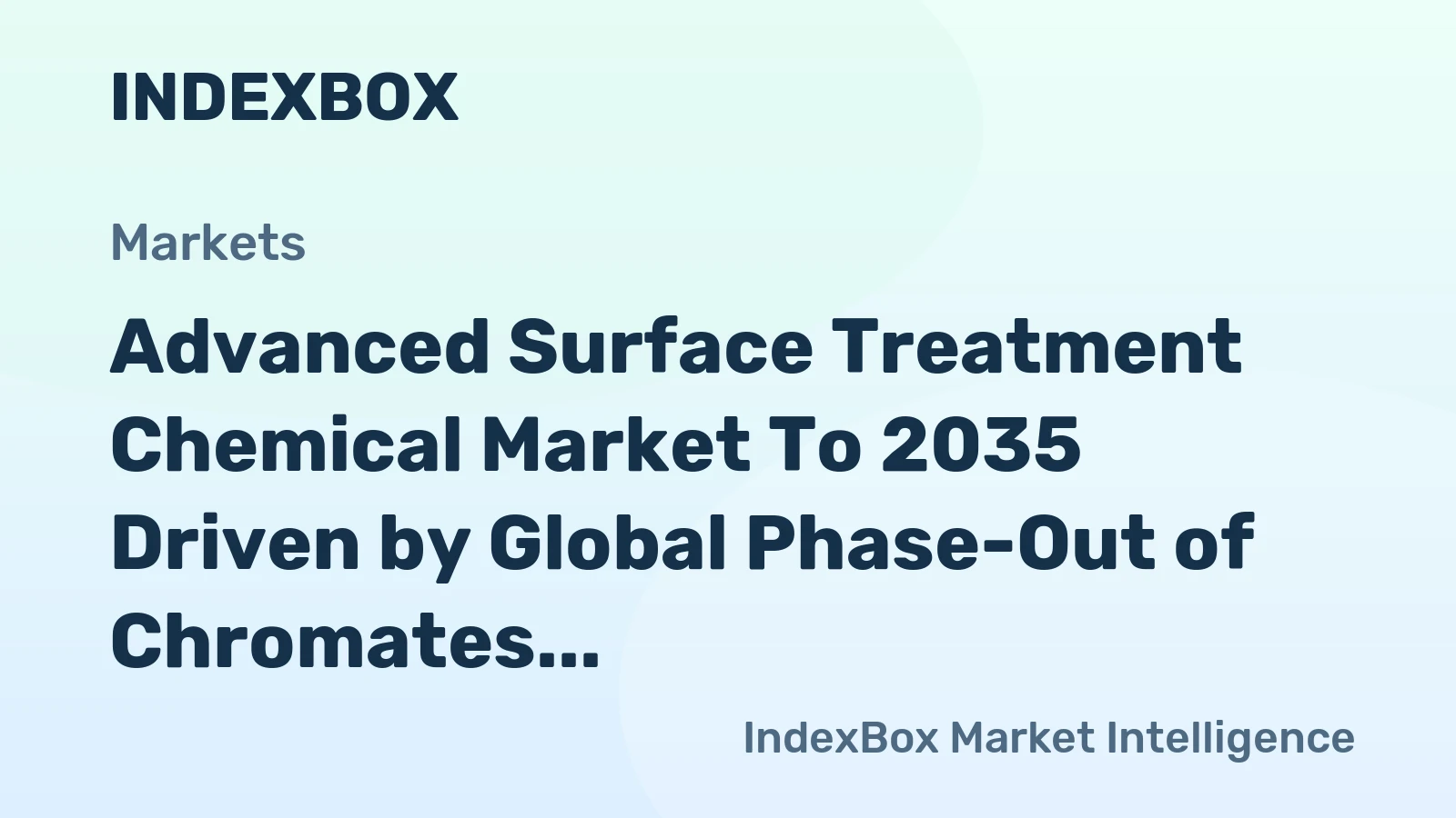 Advanced Surface Treatment Chemical Market to 2035 Driven by Global Phase-Out of Chromates and Legacy Chemistries