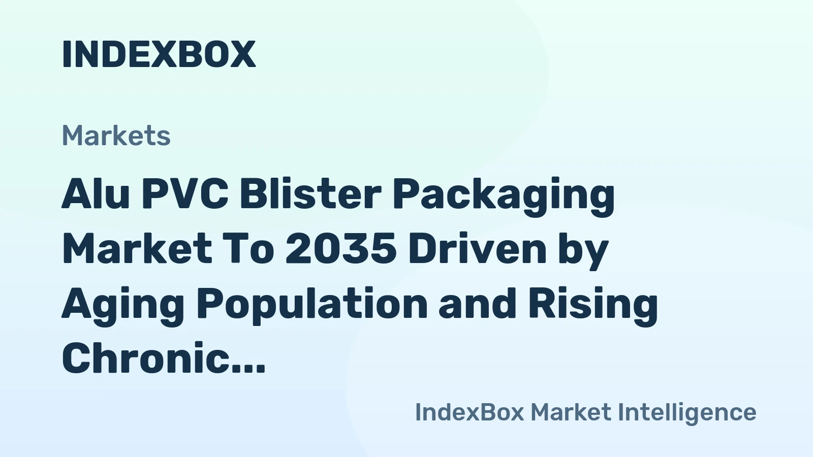 Alu PVC Blister Packaging Market to 2035 Driven by Aging Population and Rising Chronic Medication Volumes