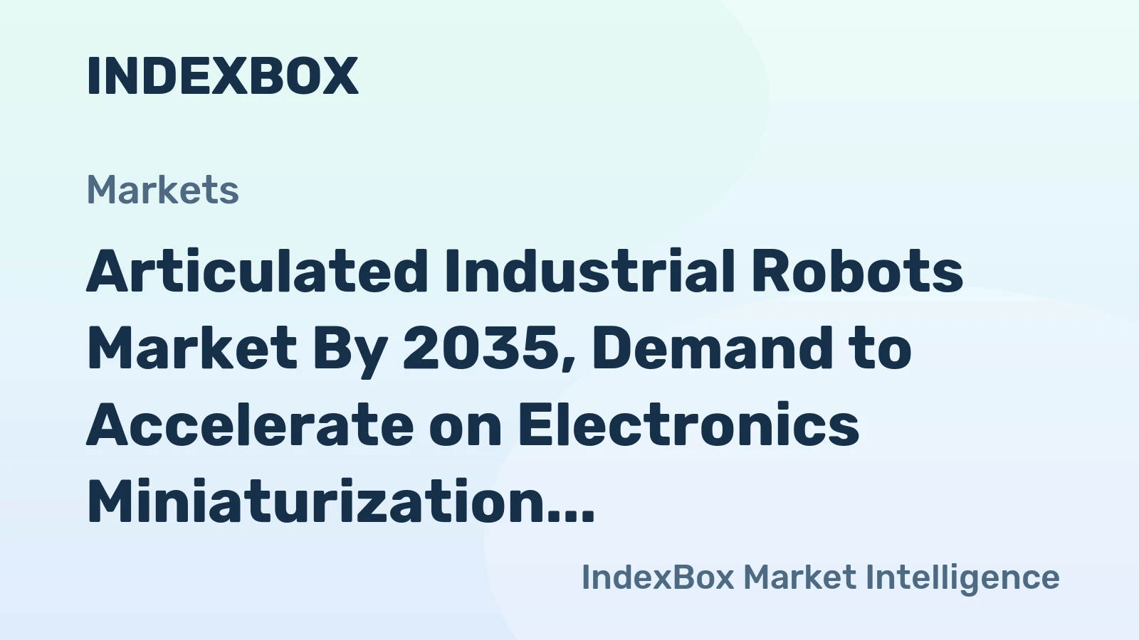 Articulated Industrial Robots Market by 2035, Demand to Accelerate on Electronics Miniaturization and Reshoring Incentives