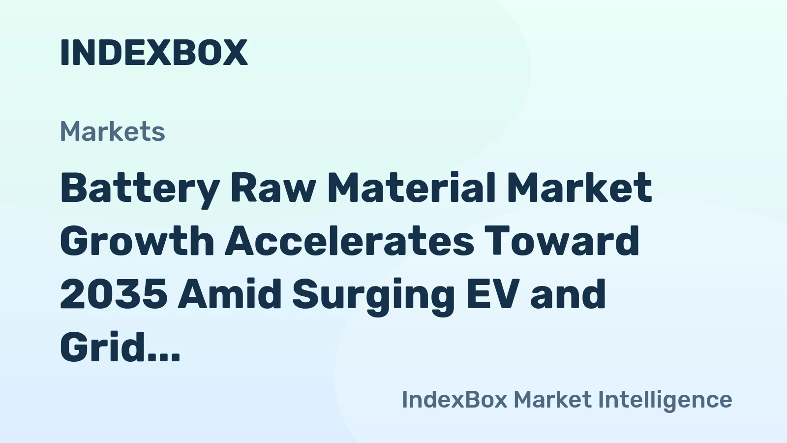 Battery Raw Material Market Growth Accelerates Toward 2035 Amid Surging EV and Grid Storage Demand