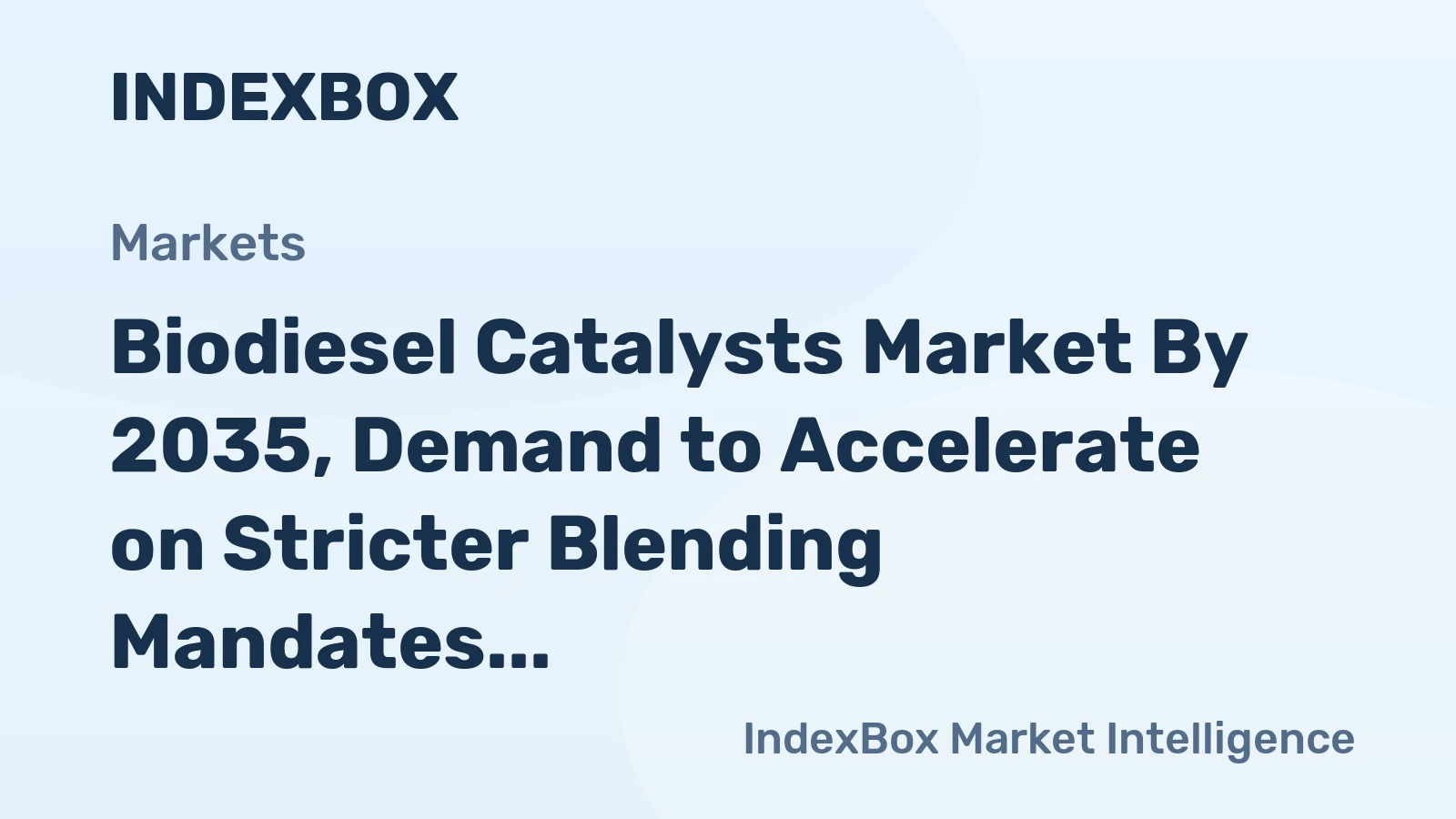Biodiesel Catalysts Market by 2035, Demand to Accelerate on Stricter Blending Mandates and Advanced Feedstock Processing