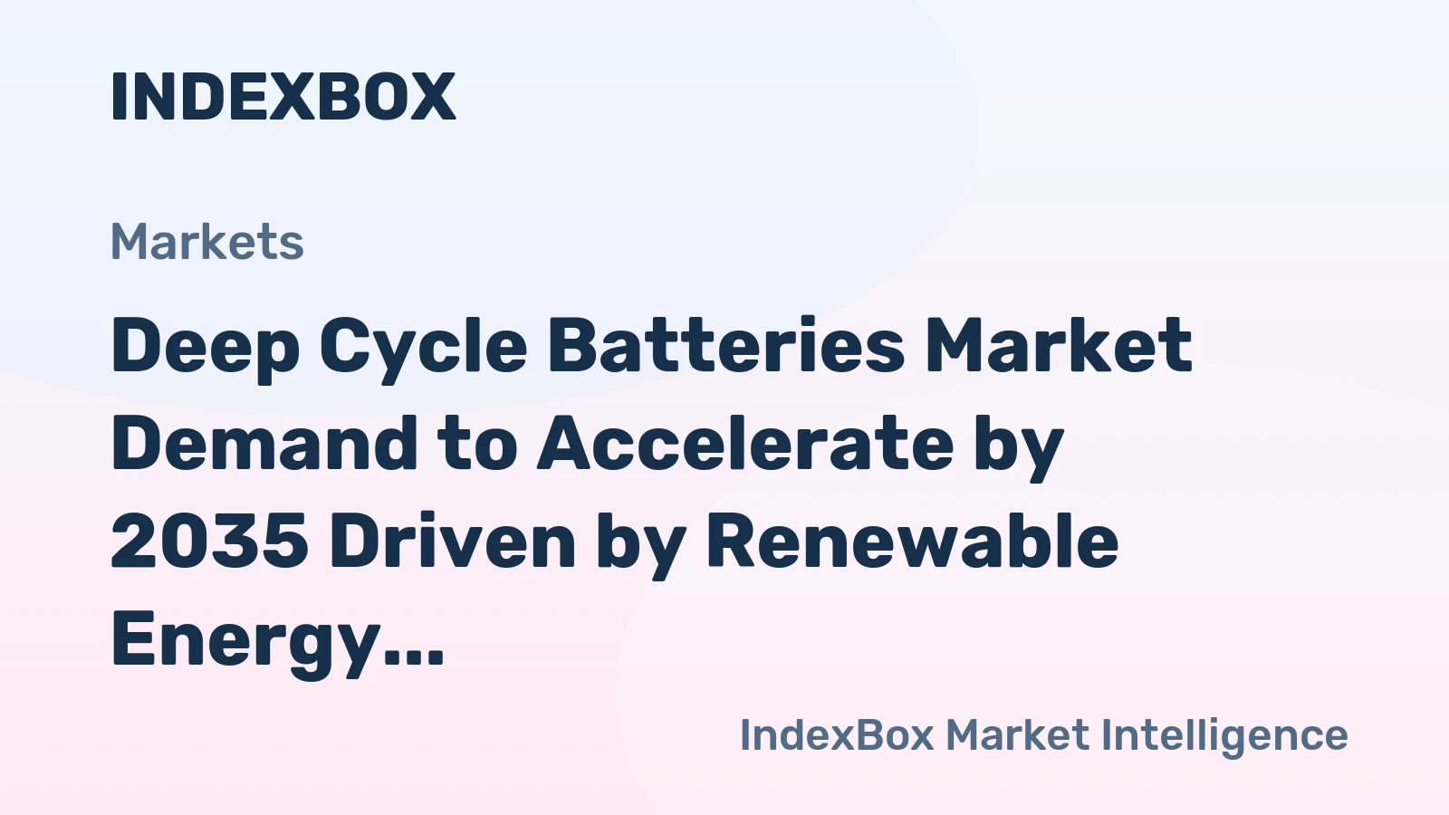 Deep Cycle Batteries Market Demand to Accelerate by 2035 Driven by Renewable Energy Storage and Industrial Electrification