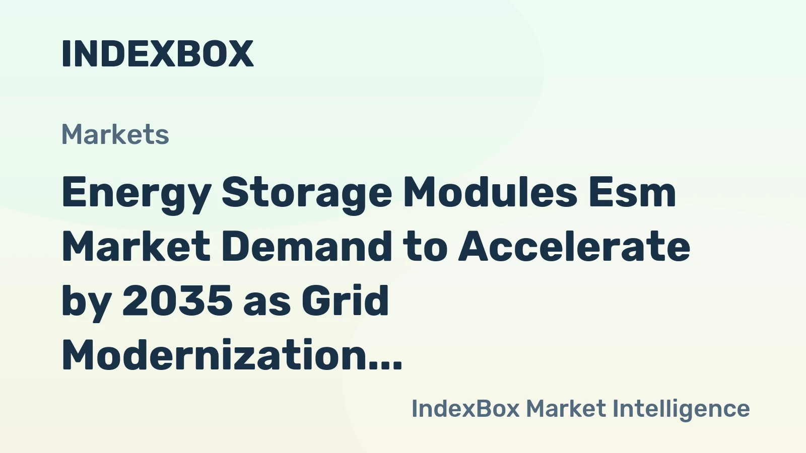 Energy Storage Modules Esm Market Demand to Accelerate by 2035 as Grid Modernization and Renewable Integration Drive Global Expansion