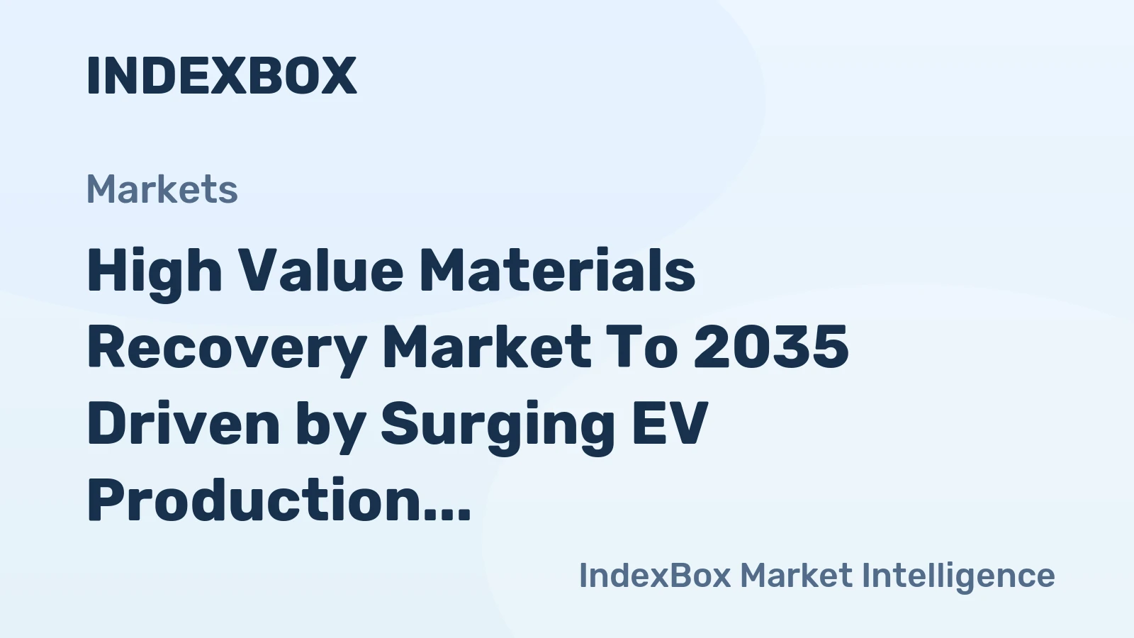 High Value Materials Recovery Market to 2035 Driven by Surging EV Production Demand for Critical Minerals