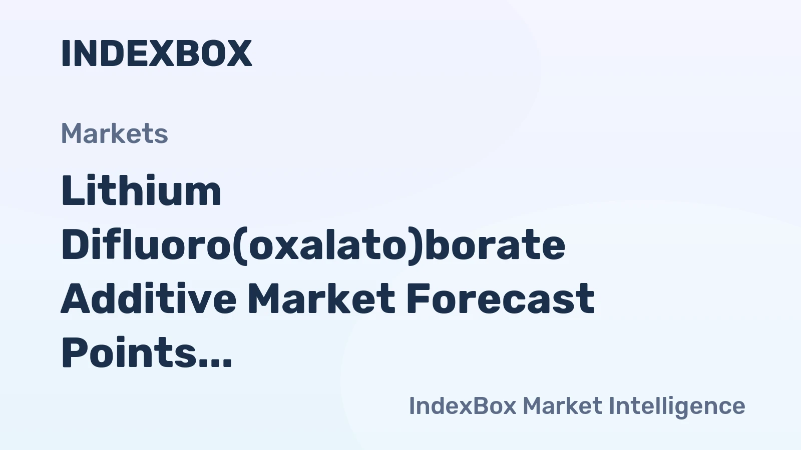 Lithium Difluoro(oxalato)borate Additive Market Forecast Points Higher Toward 2035 on High-Voltage Battery Demand