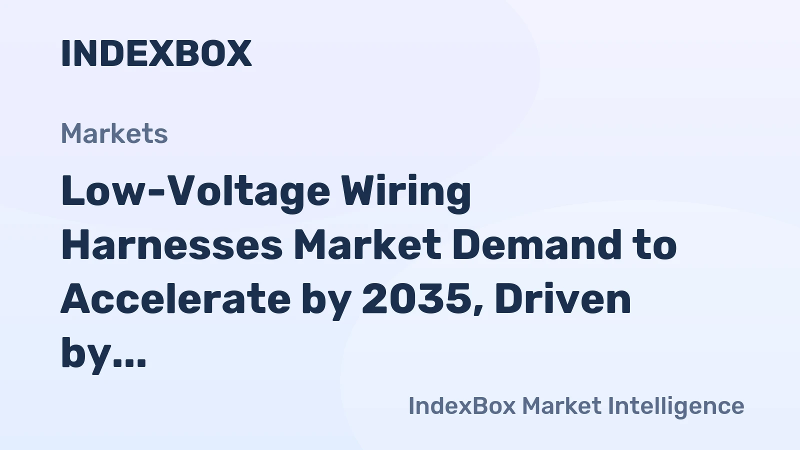 Low-Voltage Wiring Harnesses Market Demand to Accelerate by 2035, Driven by Vehicle Electrification