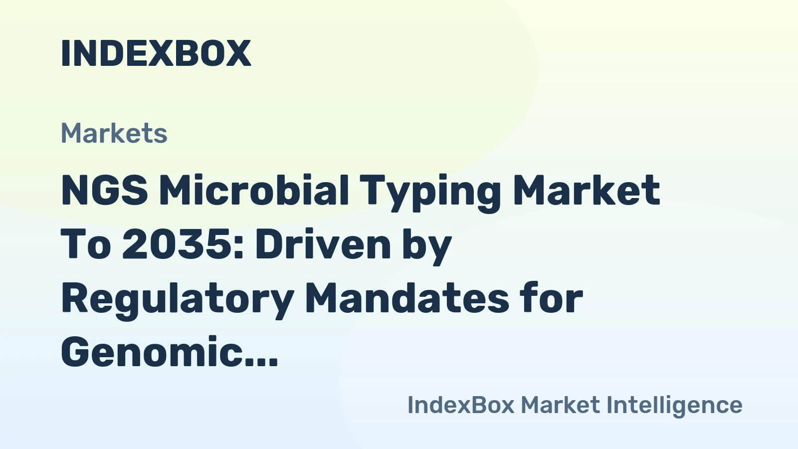 NGS Microbial Typing Market to 2035: Driven by Regulatory Mandates for Genomic Contamination Analysis in Biologics