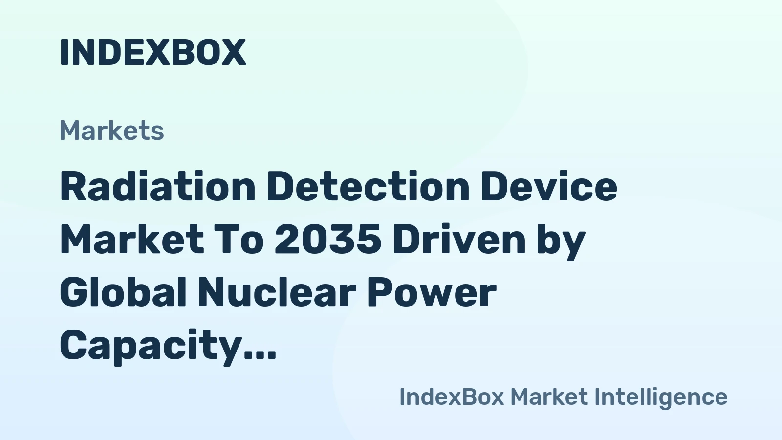 Radiation Detection Device Market to 2035 Driven by Global Nuclear Power Capacity Expansion and Modernization