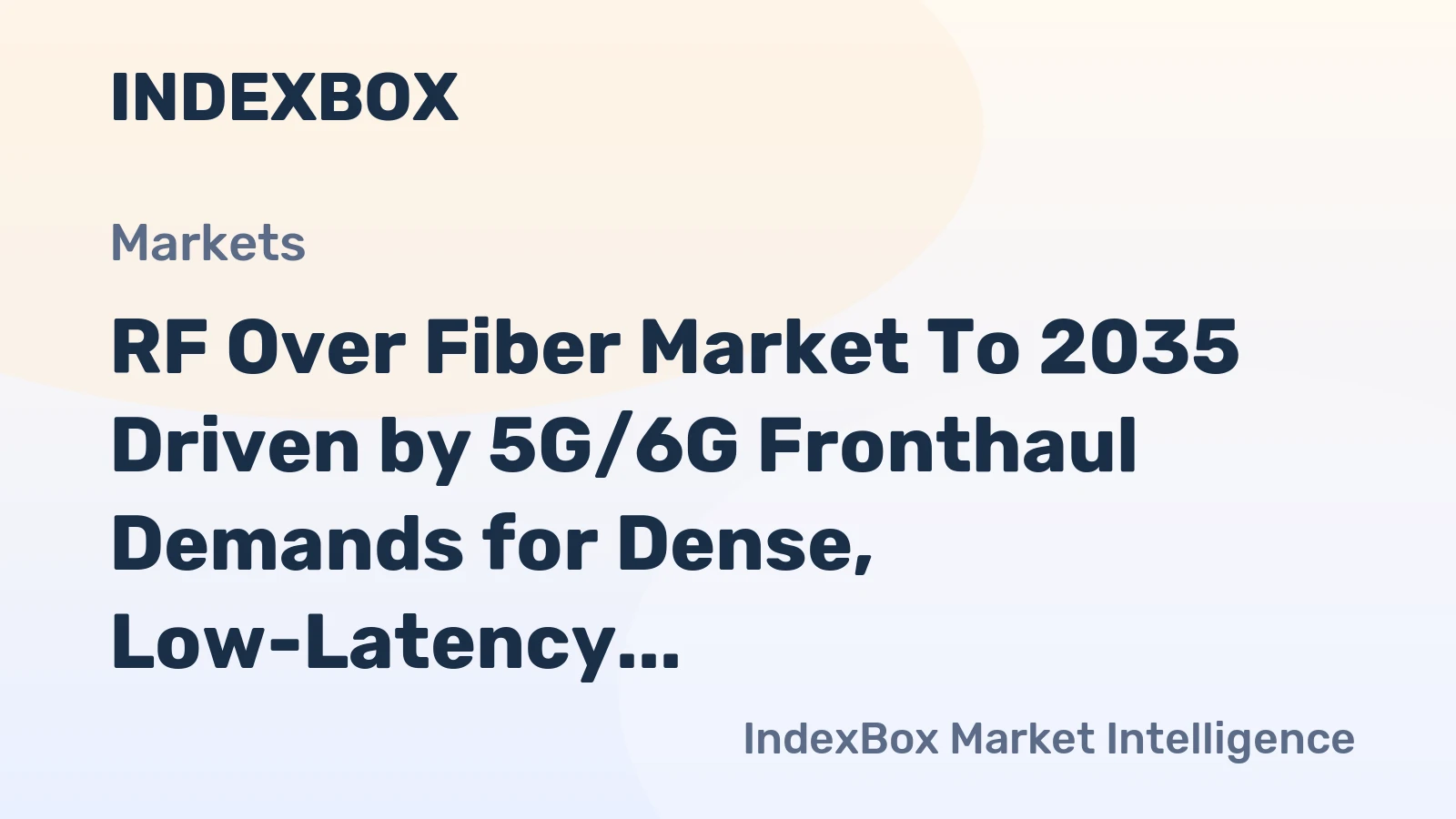 RF Over Fiber Market to 2035 Driven by 5G/6G Fronthaul Demands for Dense, Low-Latency Networks