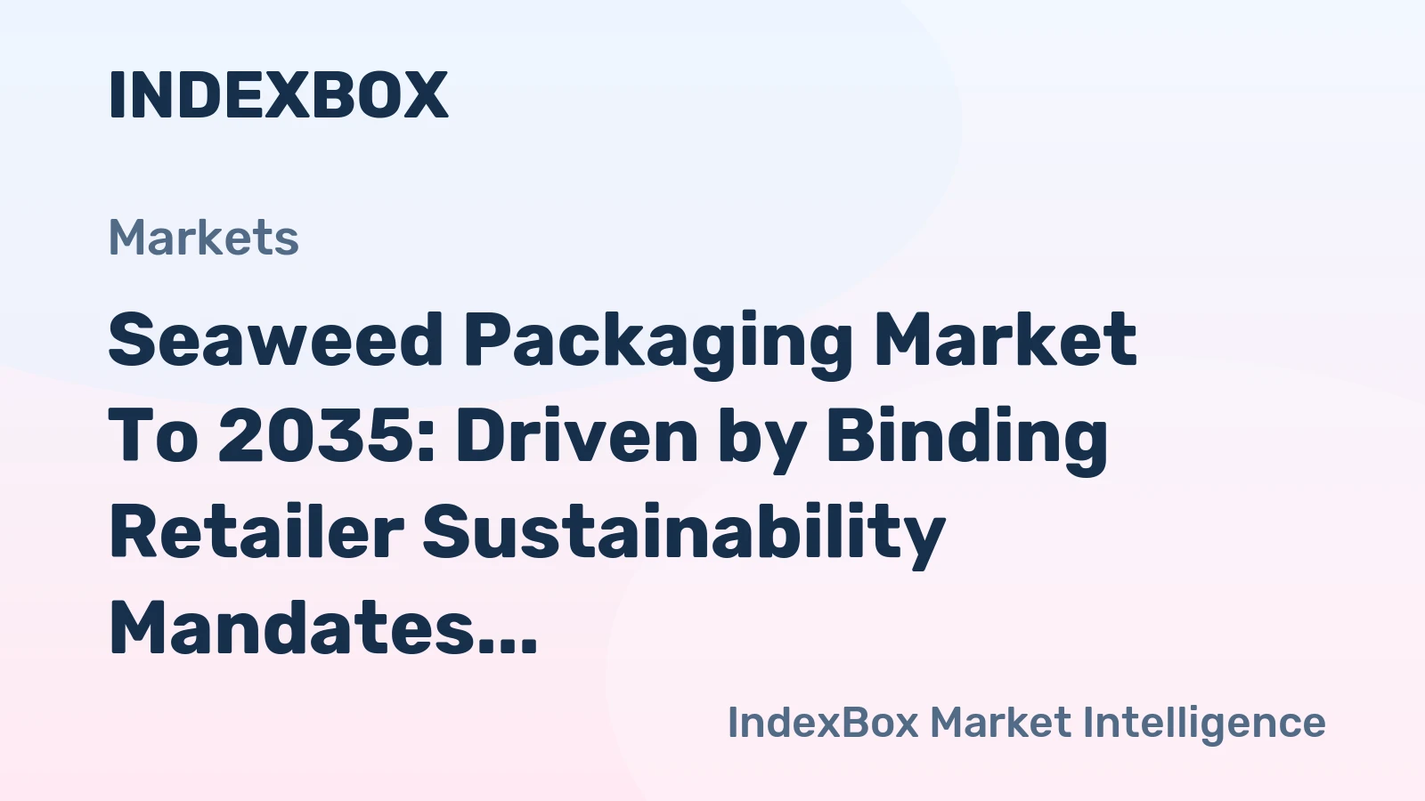 Seaweed Packaging Market to 2035: Driven by Binding Retailer Sustainability Mandates
