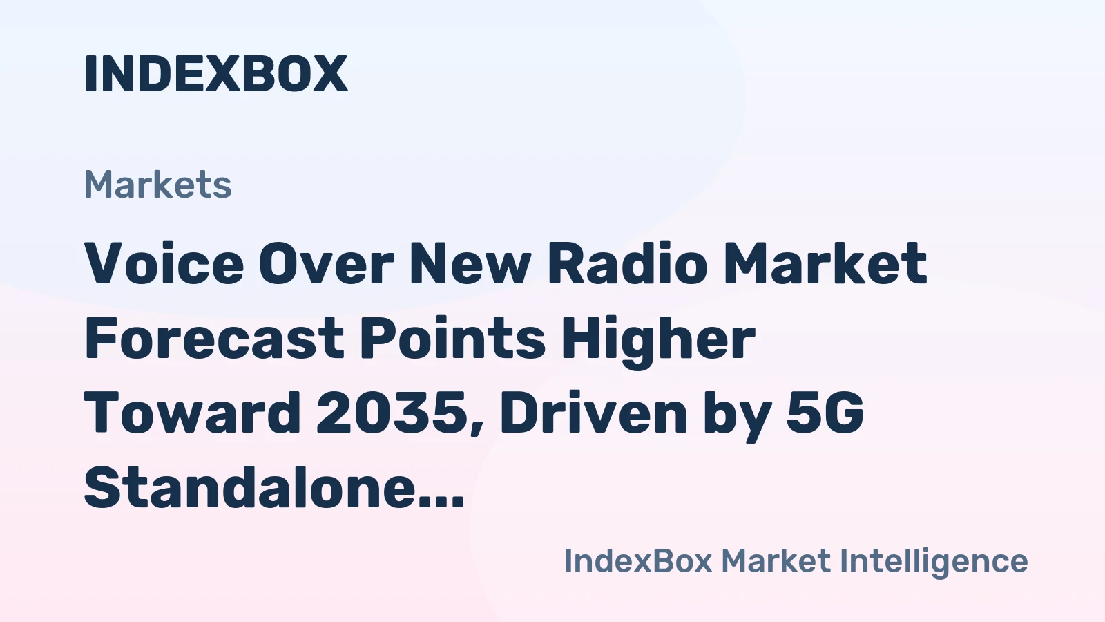 Voice Over New Radio Market Forecast Points Higher Toward 2035, Driven by 5G Standalone Network Expansion