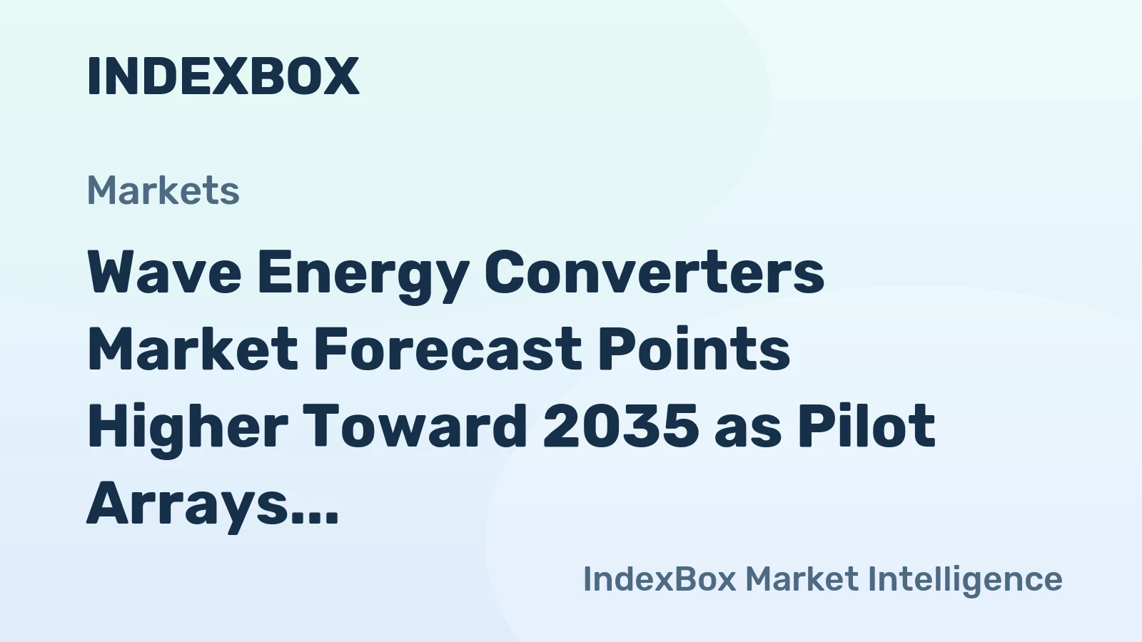 Wave Energy Converters Market Forecast Points Higher Toward 2035 as Pilot Arrays Scale to Commercial Deployment