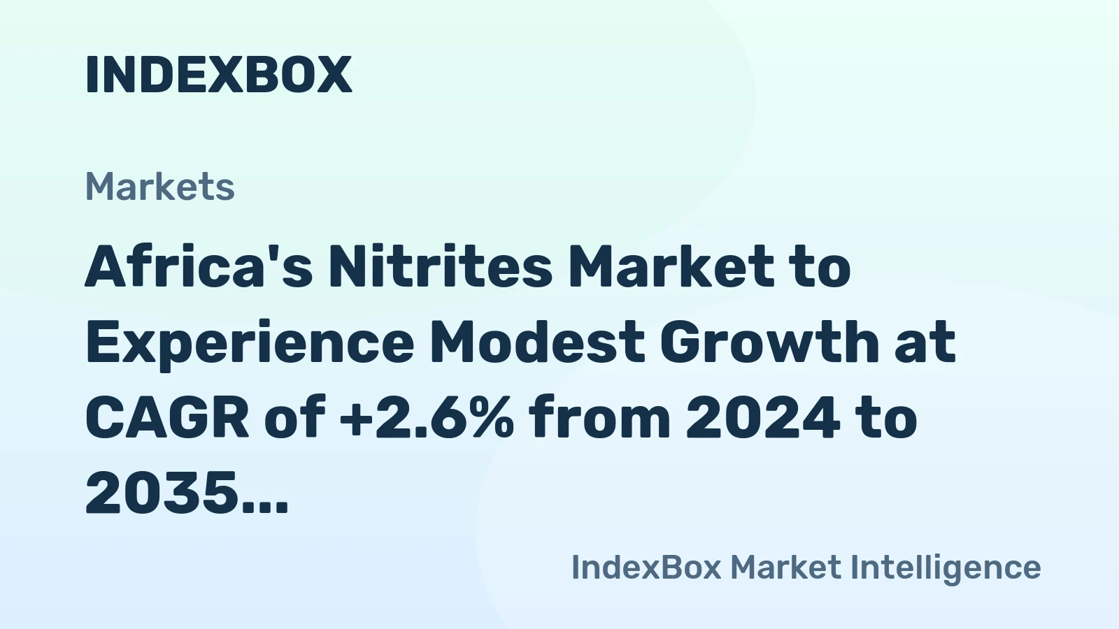 Africa's Nitrites Market to Experience Modest Growth at CAGR of +2.6% from 2024 to 2035
