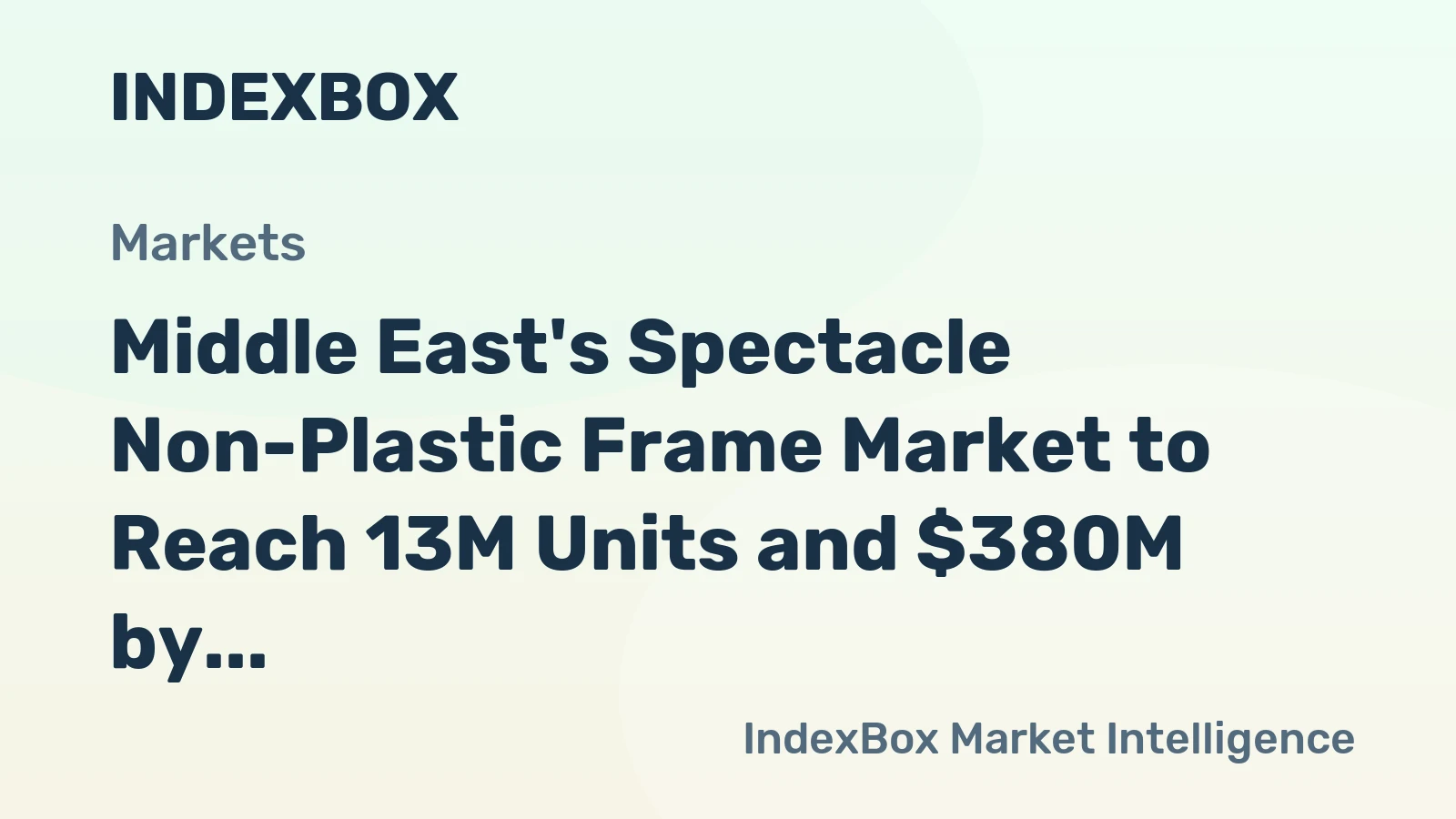 Middle East's Spectacle Non-Plastic Frame Market to Reach 13M Units and $380M by 2035