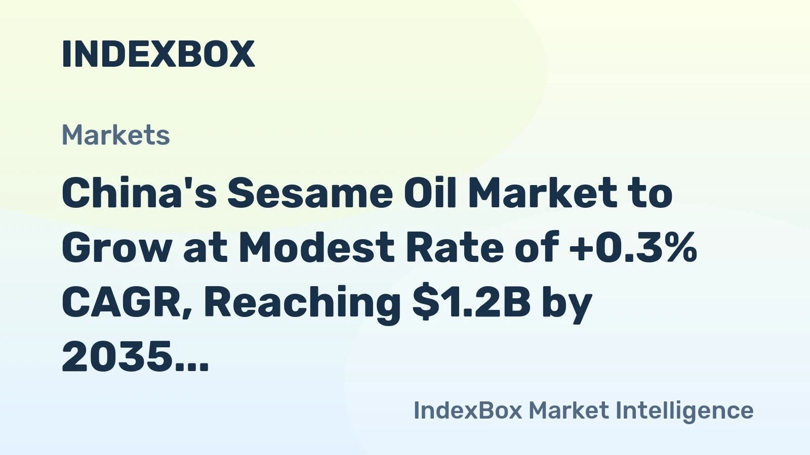 China's Sesame Oil Market to Grow at Modest Rate of +0.3% CAGR, Reaching $1.2B by 2035