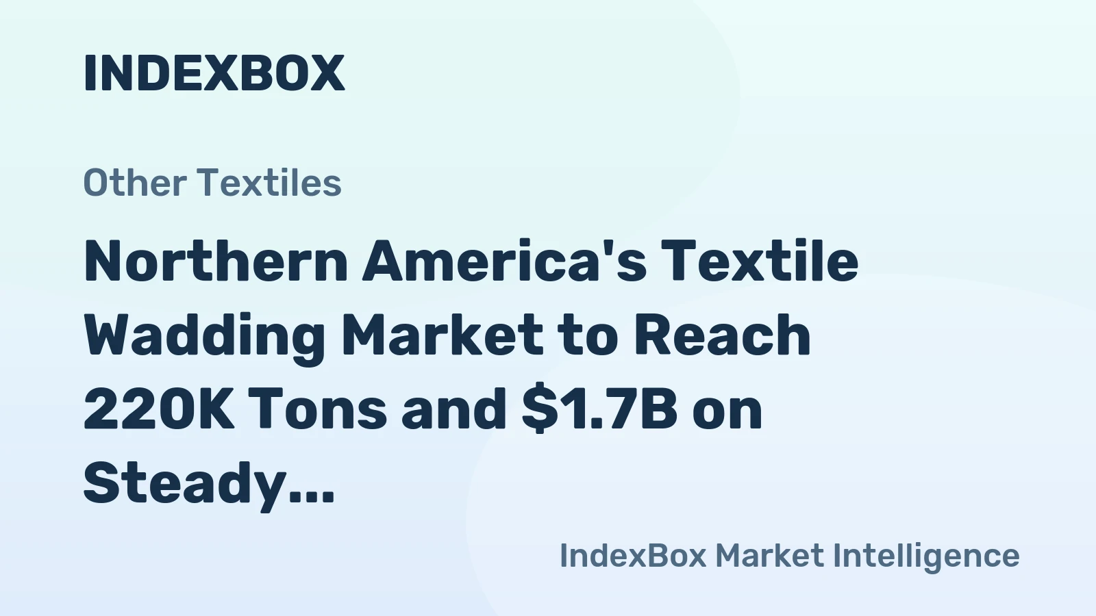 Northern America's Textile Wadding Market to Reach 220K Tons and $1.7B on Steady Growth