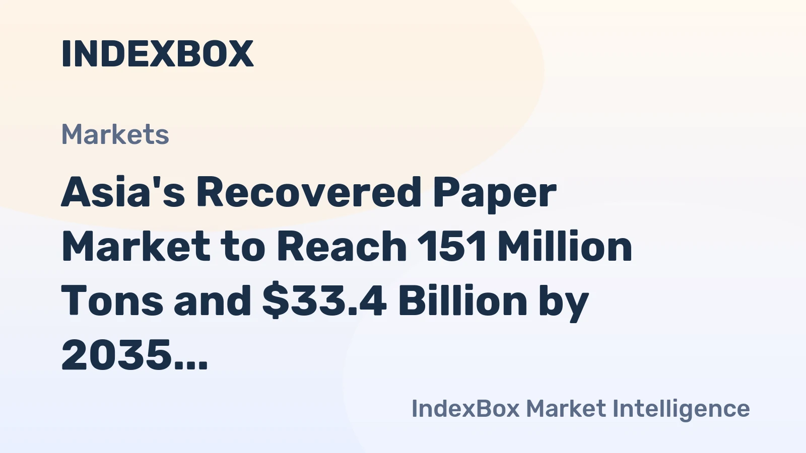 Asia's Recovered Paper Market to Reach 151 Million Tons and $33.4 Billion by 2035