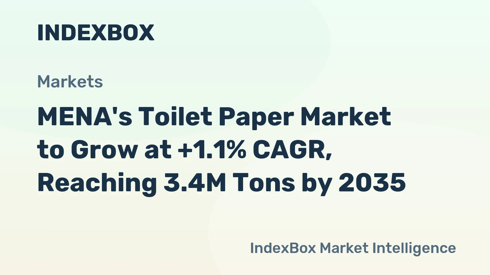 MENA's Toilet Paper Market to Grow at +1.1% CAGR, Reaching 3.4M Tons by 2035