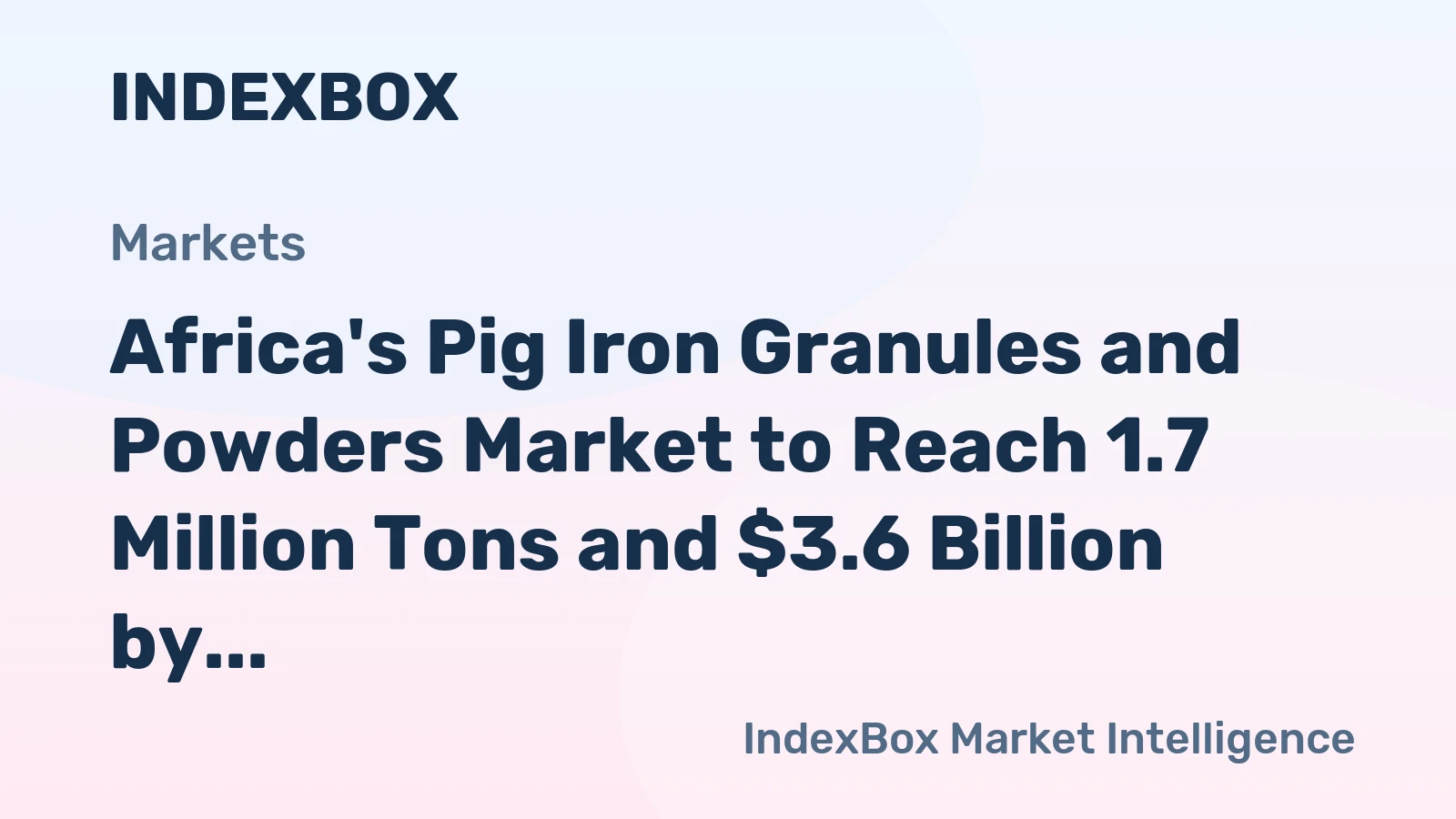 Africa's Pig Iron Granules and Powders Market to Reach 1.7 Million Tons and $3.6 Billion by 2035