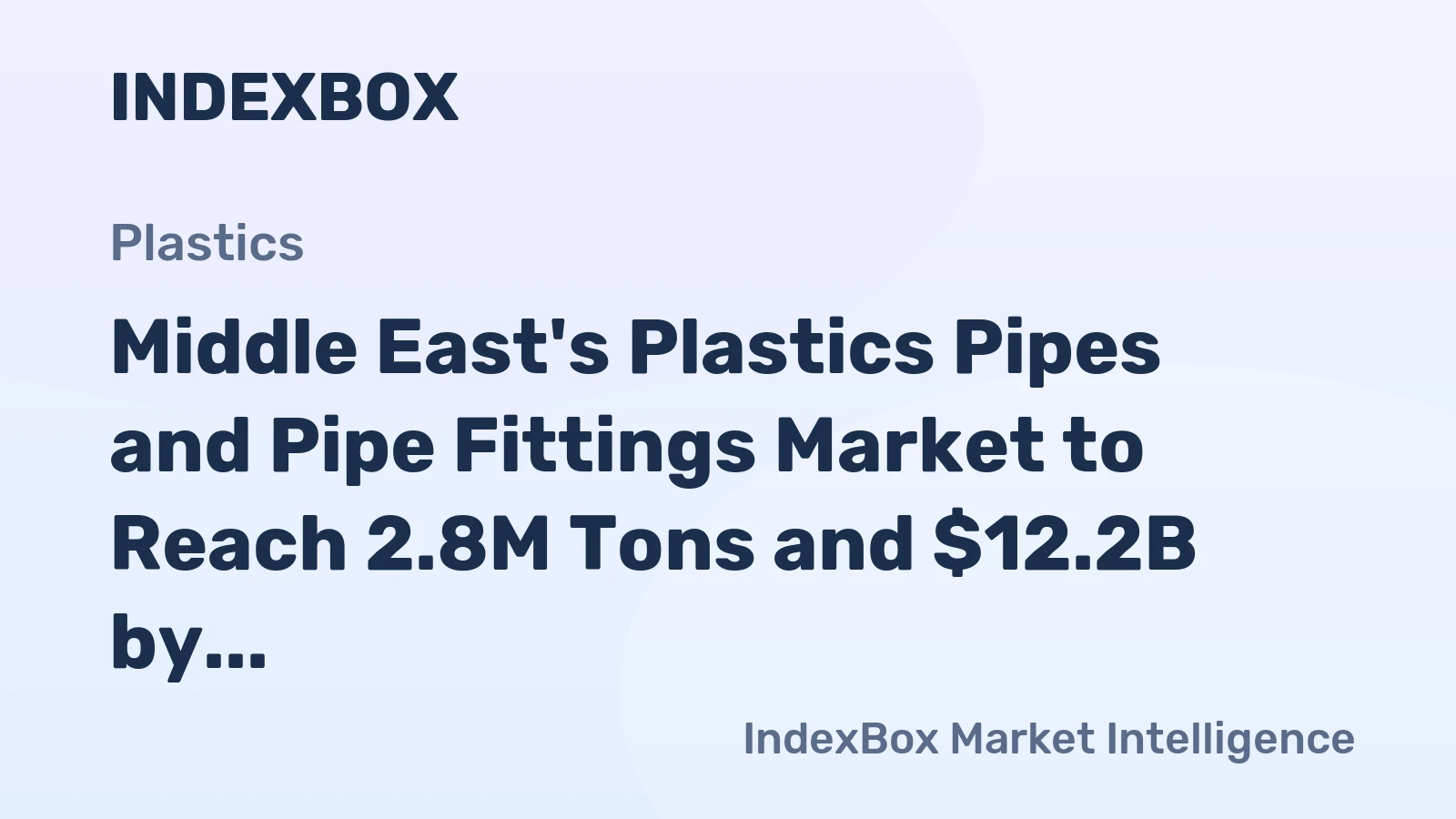 Middle East's Plastics Pipes and Pipe Fittings Market to Reach 2.8M Tons and $12.2B by 2035
