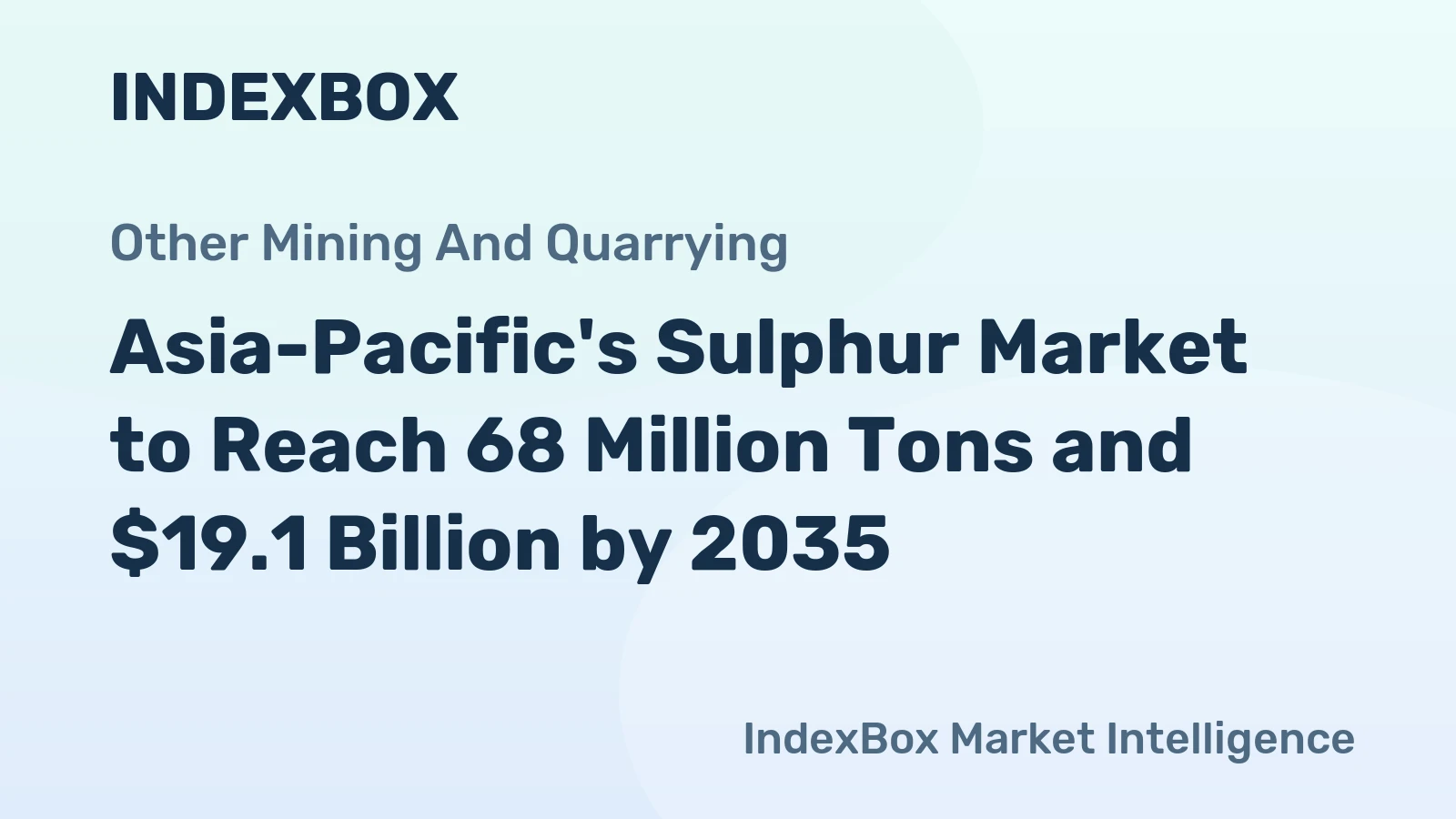 Asia-Pacific's Sulphur Market to Reach 68 Million Tons and $19.1 Billion by 2035
