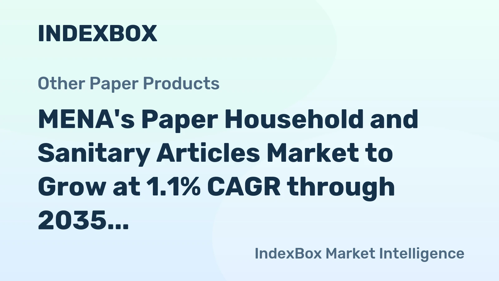 MENA's Paper Household and Sanitary Articles Market to Grow at 1.1% CAGR through 2035