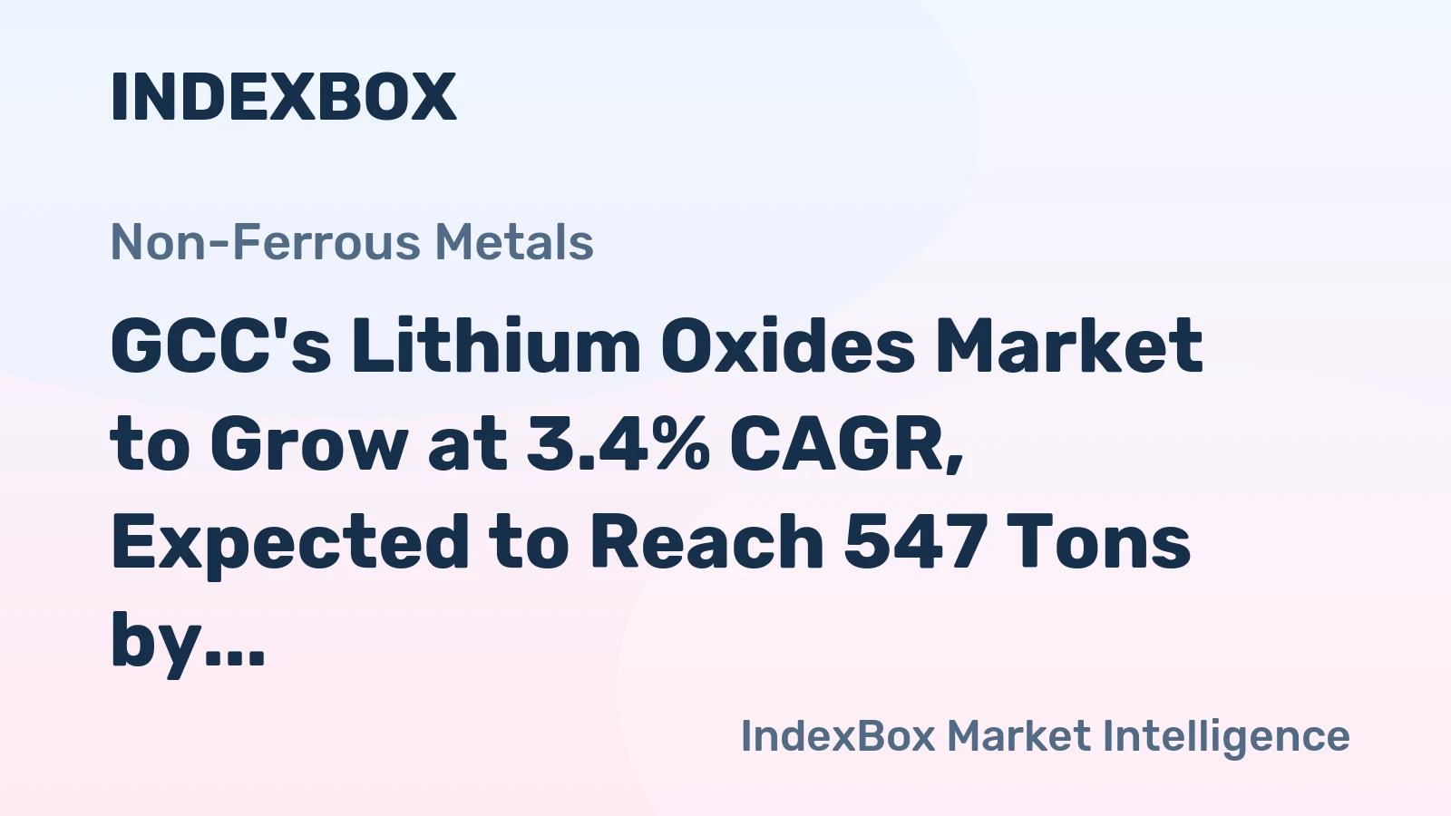 GCC's Lithium Oxides Market to Grow at 3.4% CAGR, Expected to Reach 547 Tons by 2035