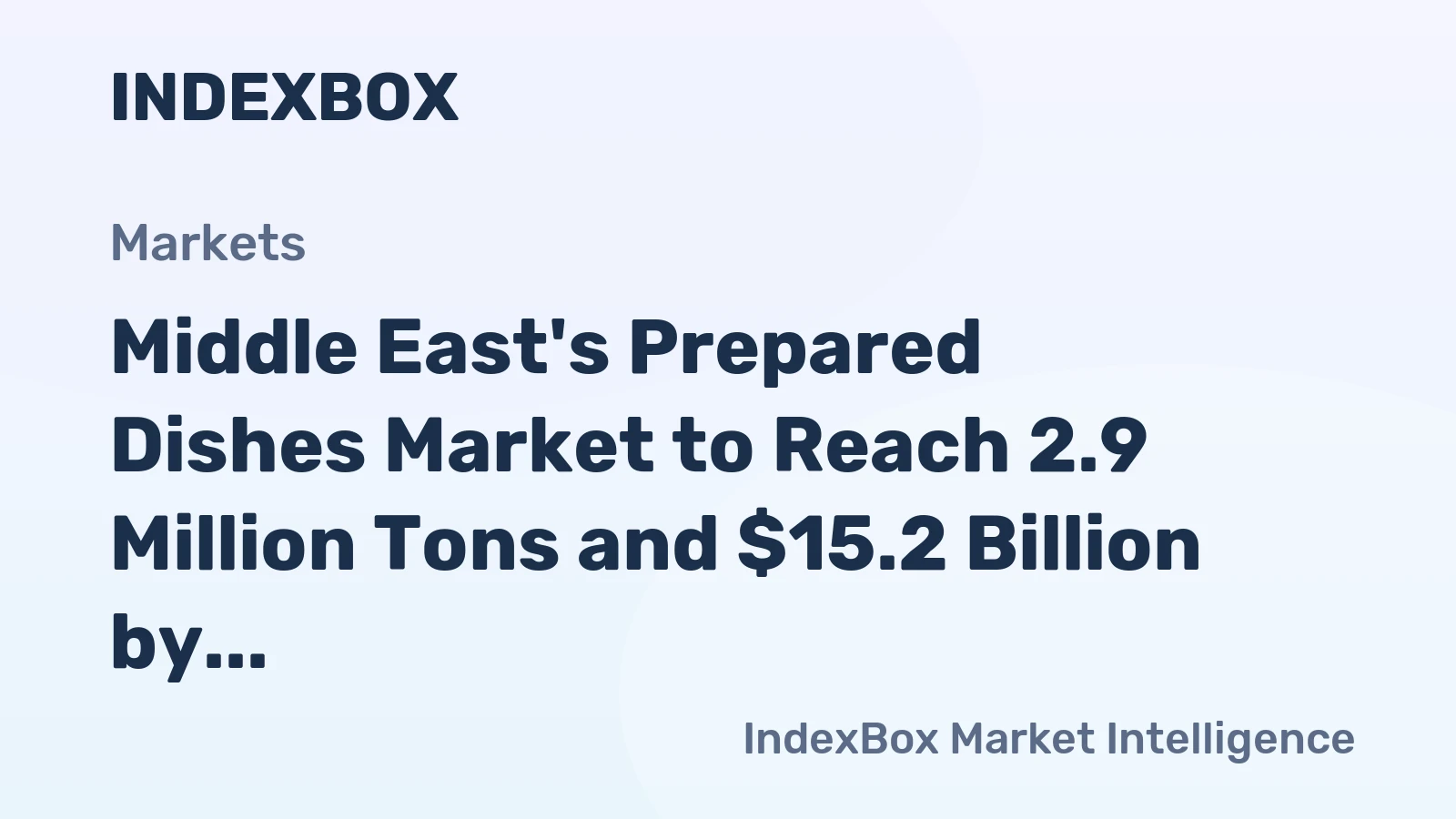 Middle East's Prepared Dishes Market to Reach 2.9 Million Tons and $15.2 Billion by 2035