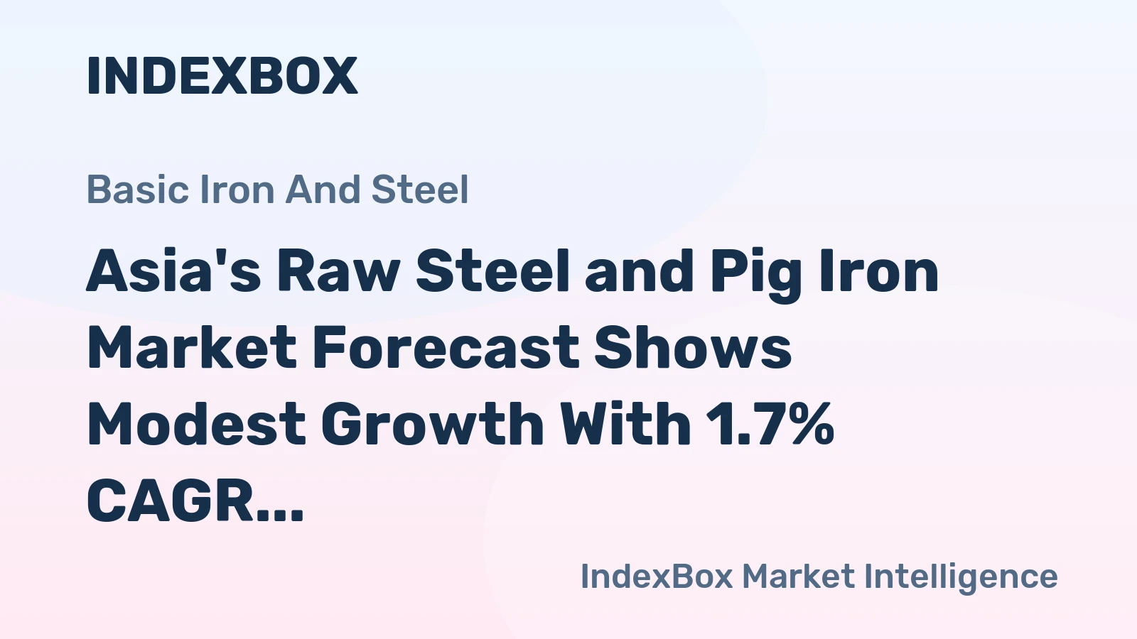 Asia's Raw Steel and Pig Iron Market Forecast Shows Modest Growth With 1.7% CAGR in Value Through 2035