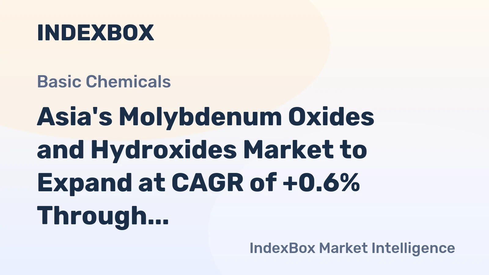 Asia's Molybdenum Oxides and Hydroxides Market to Expand at CAGR of +0.6% Through 2035, Reaching 25K Tons