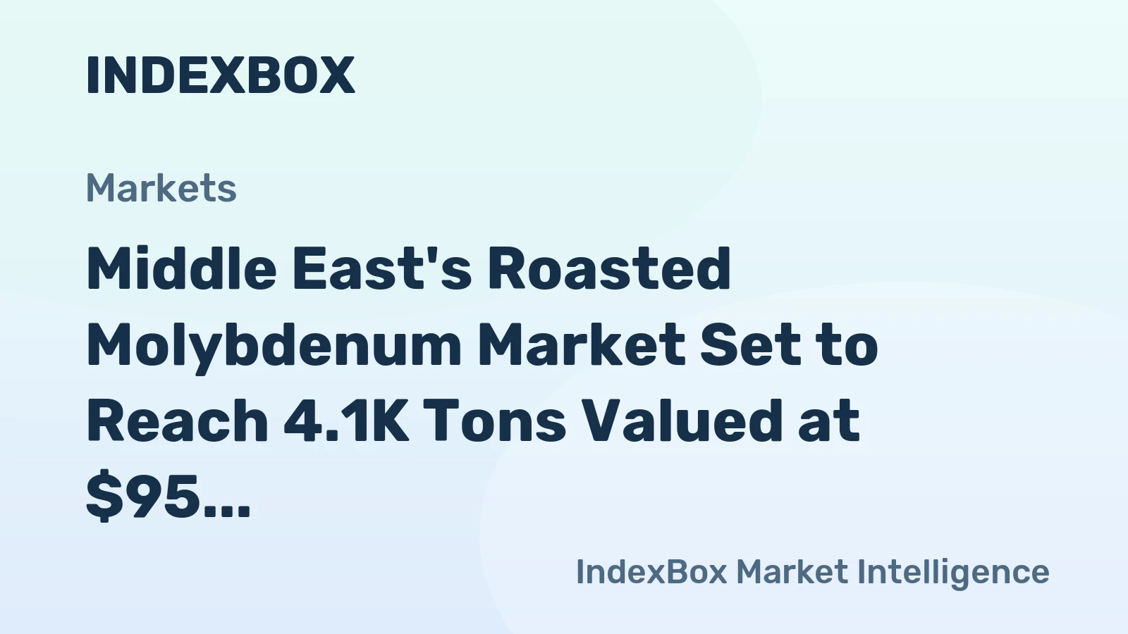 Middle East's Roasted Molybdenum Market Set to Reach 4.1K Tons Valued at $95 Million by 2035