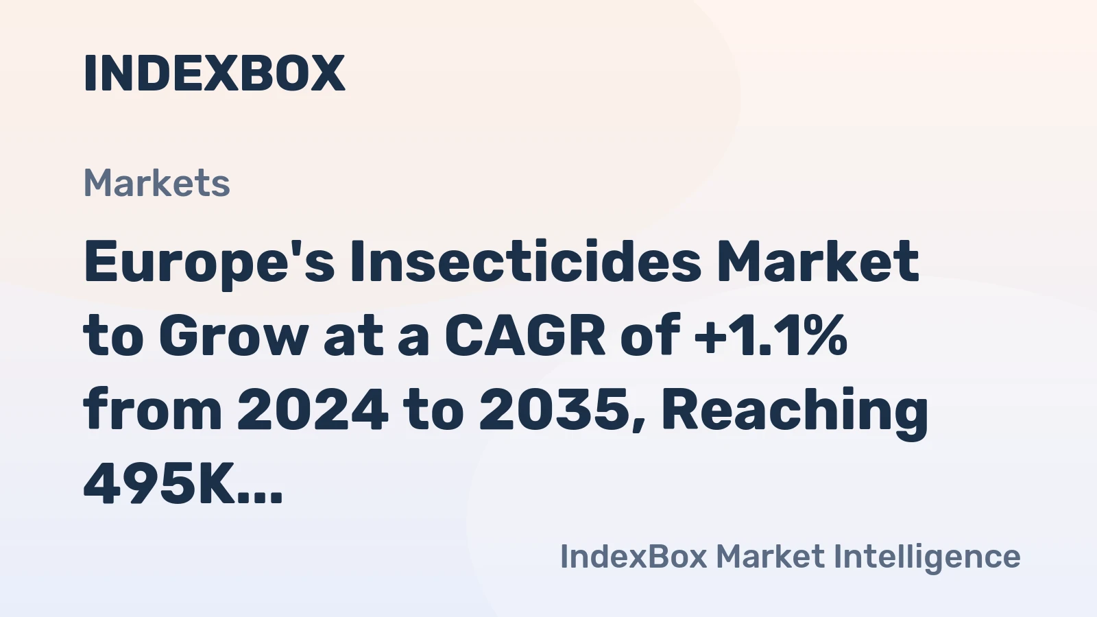 Europe's Insecticides Market to Grow at a CAGR of +1.1% from 2024 to 2035, Reaching 495K Tons
