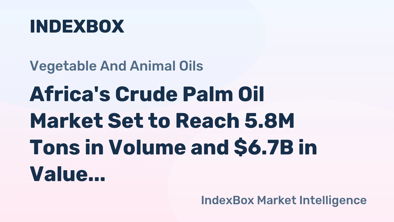 Africa's Crude Palm Oil Market Set to Reach 5.8M Tons in Volume and $6.7B in Value by 2035