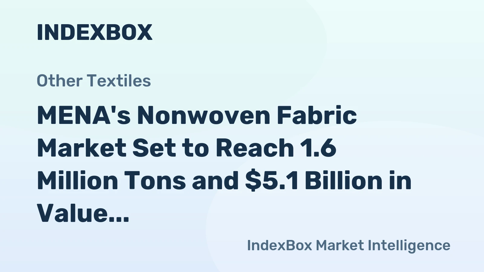 MENA's Nonwoven Fabric Market Set to Reach 1.6 Million Tons and $5.1 Billion in Value