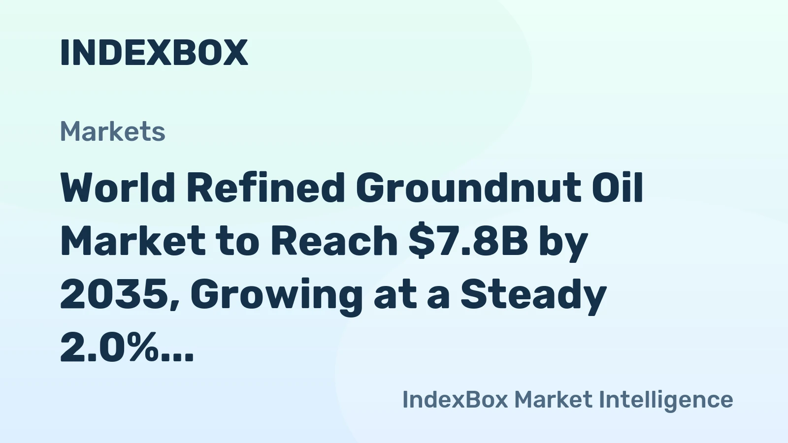 World Refined Groundnut Oil Market to Reach $7.8B by 2035, Growing at a Steady 2.0% CAGR