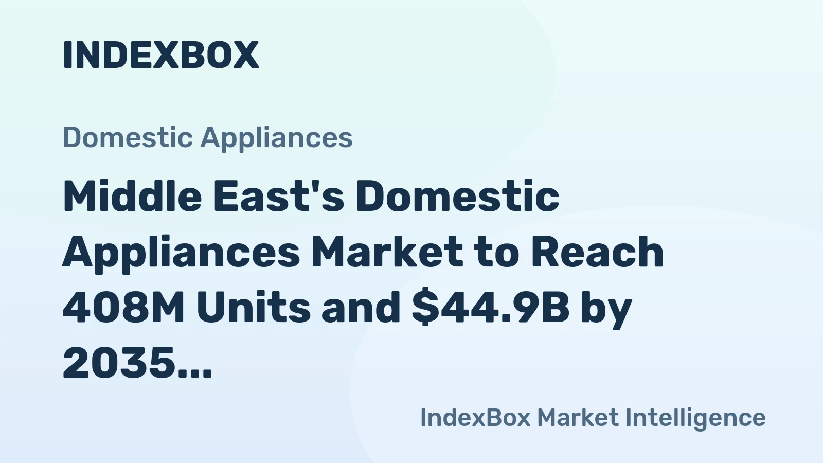 Middle East's Domestic Appliances Market to Reach 408M Units and $44.9B by 2035