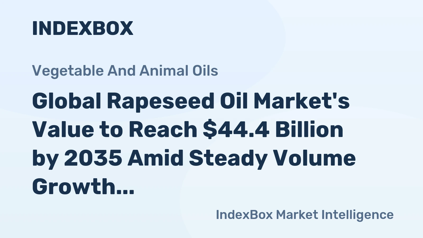 Global Rapeseed Oil Market's Value to Reach $44.4 Billion by 2035 Amid Steady Volume Growth