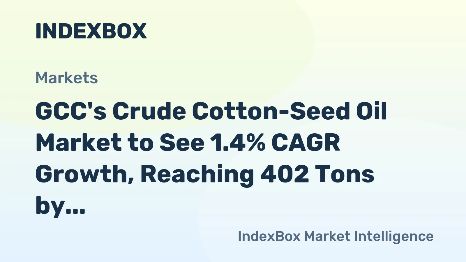 GCC's Crude Cotton-Seed Oil Market to See 1.4% CAGR Growth, Reaching 402 Tons by 2035