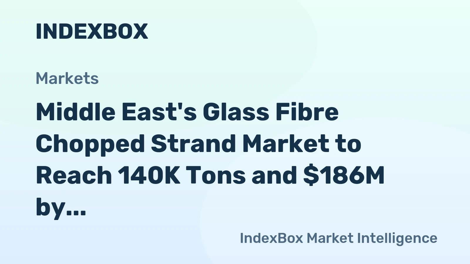 Middle East's Glass Fibre Chopped Strand Market to Reach 140K Tons and $186M by 2035