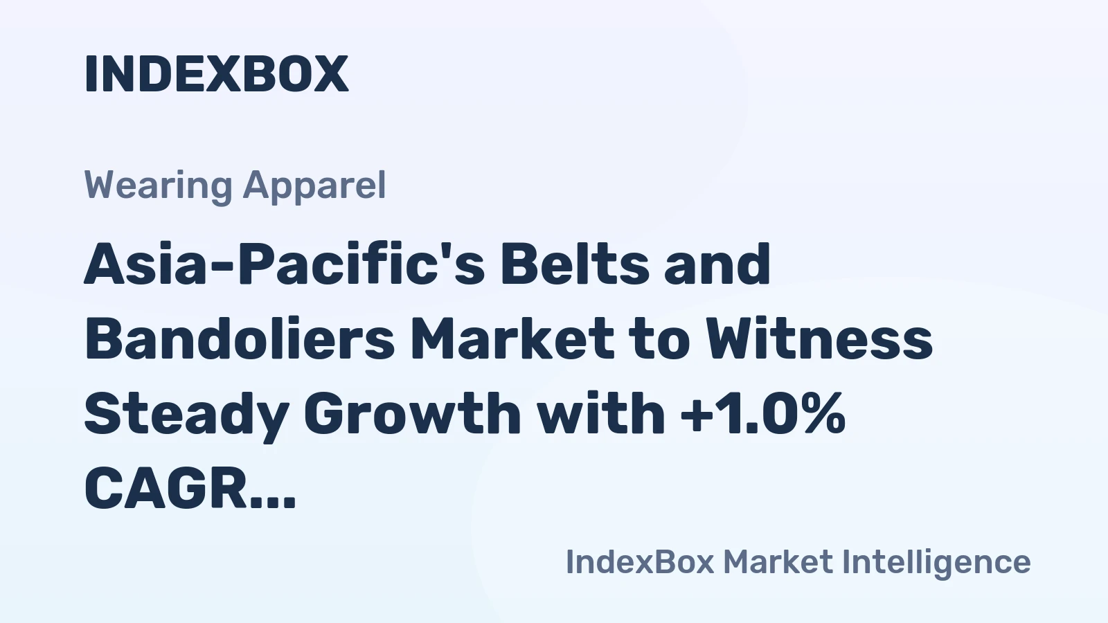 Asia-Pacific's Belts and Bandoliers Market to Witness Steady Growth with +1.0% CAGR from 2024 to 2035, Reaching $4.8B