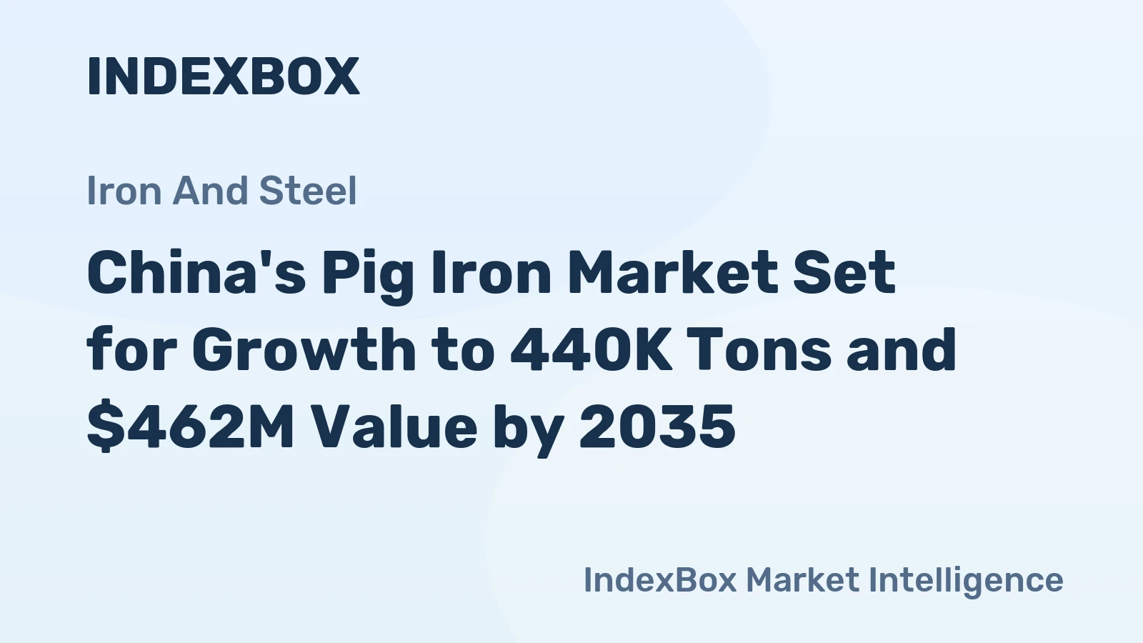 China's Pig Iron Market Set for Growth to 440K Tons and $462M Value by 2035
