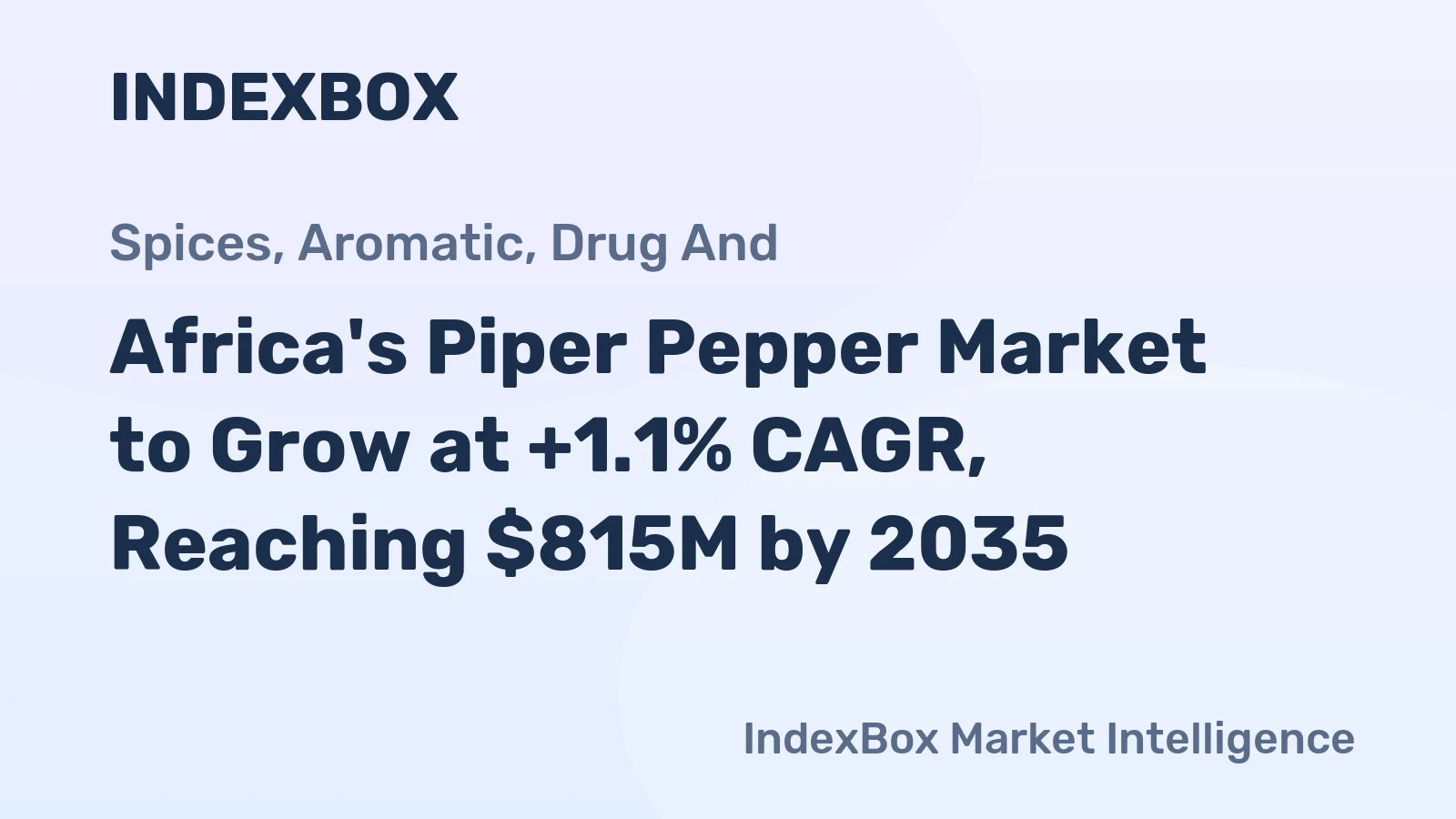 Africa's Piper Pepper Market to Grow at +1.1% CAGR, Reaching $815M by 2035