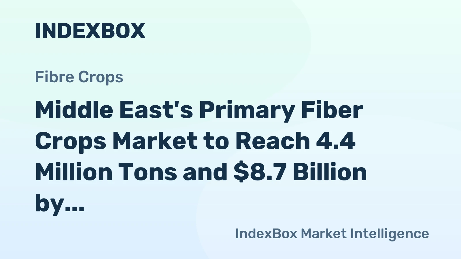 Middle East's Primary Fiber Crops Market to Reach 4.4 Million Tons and $8.7 Billion by 2035
