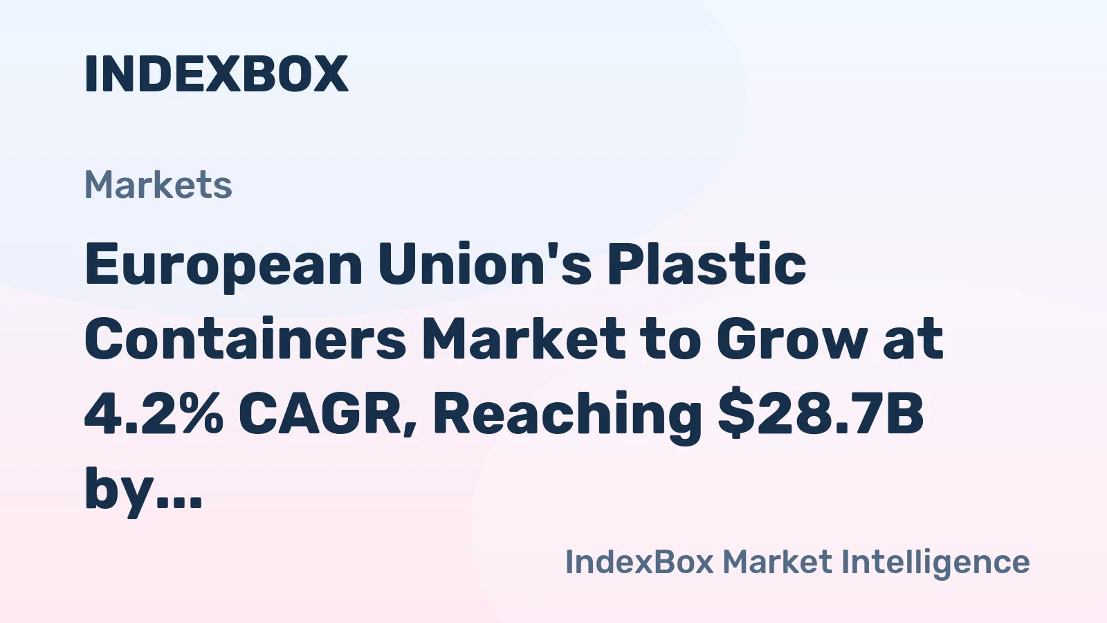 European Union's Plastic Containers Market to Grow at 4.2% CAGR, Reaching $28.7B by 2035