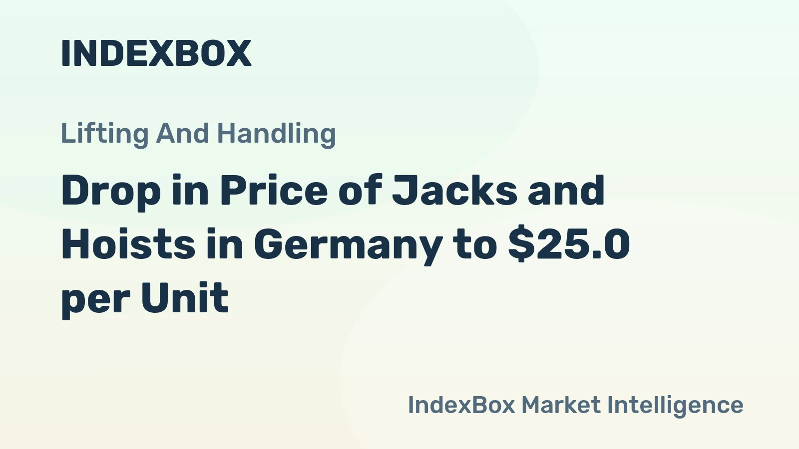 Drop in Price of Jacks and Hoists in Germany to $25.0 per Unit