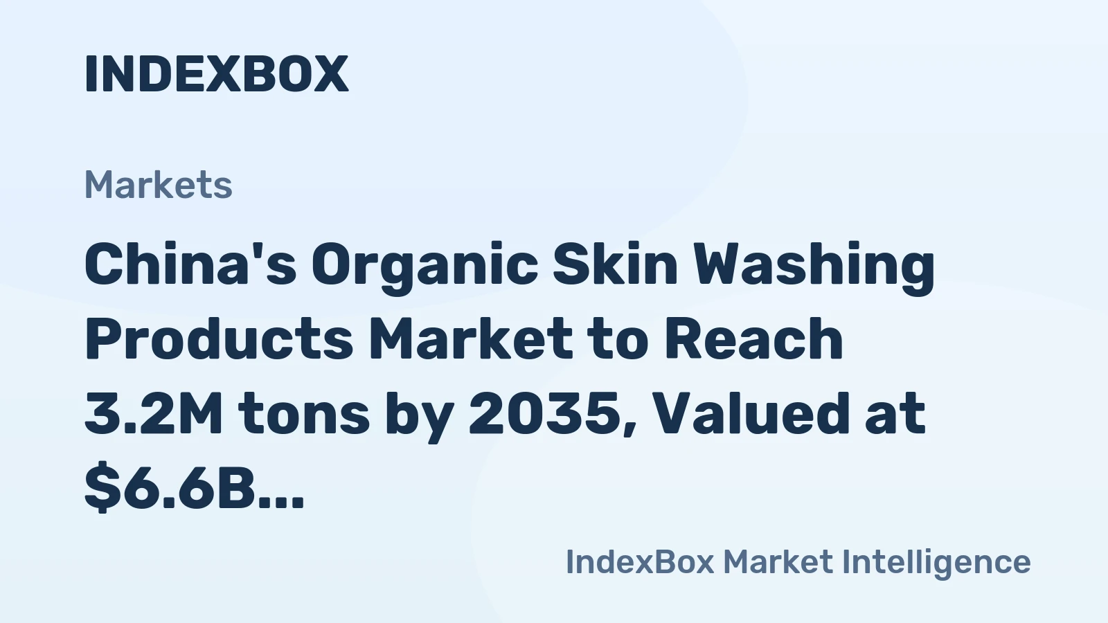 China's Organic Skin Washing Products Market to Reach 3.2M tons by 2035, Valued at $6.6B