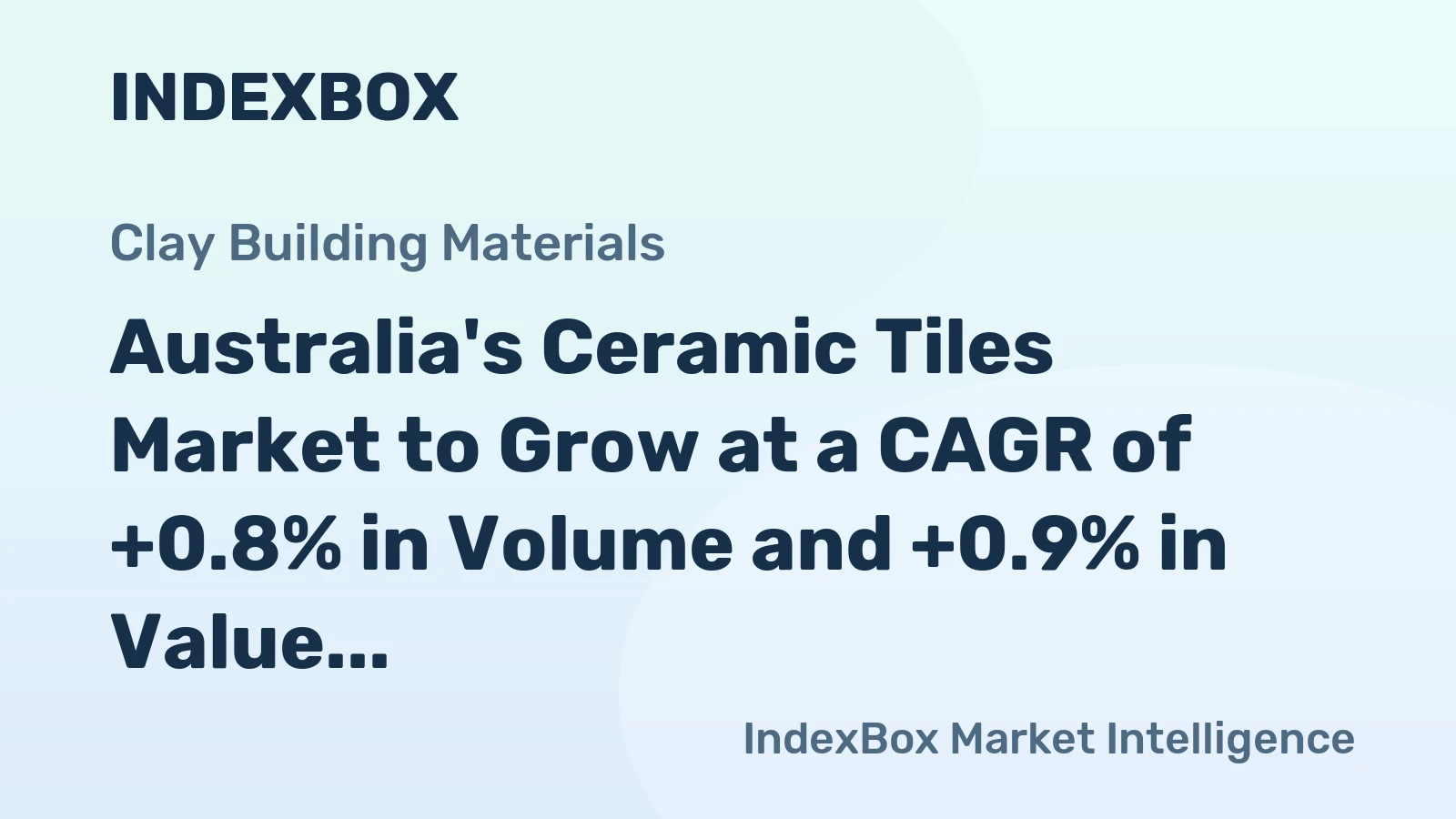 Australia's Ceramic Tiles Market to Grow at a CAGR of +0.8% in Volume and +0.9% in Value from 2024 to 2035