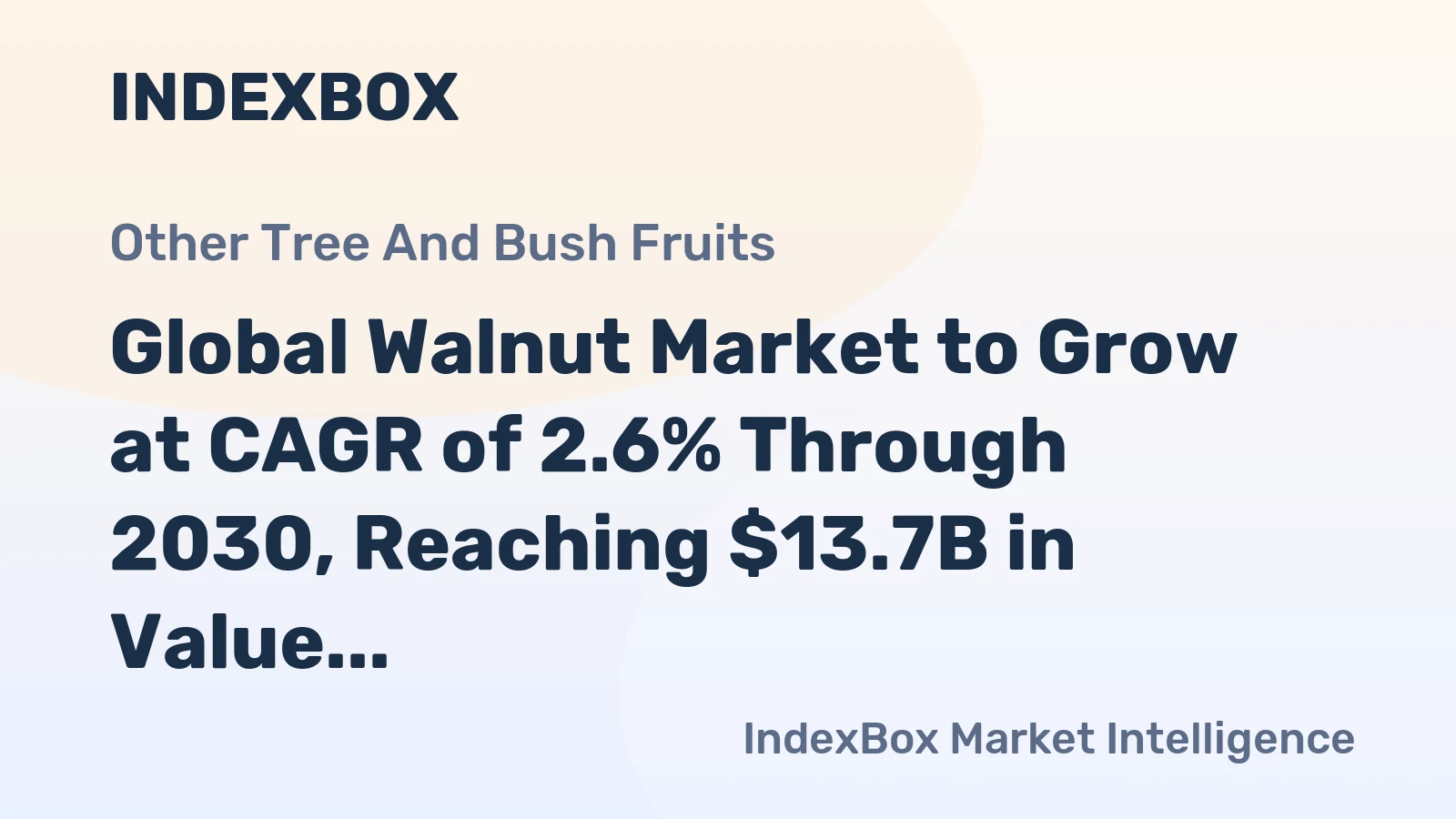 Global Walnut Market to Grow at CAGR of 2.6% Through 2030, Reaching $13.7B in Value