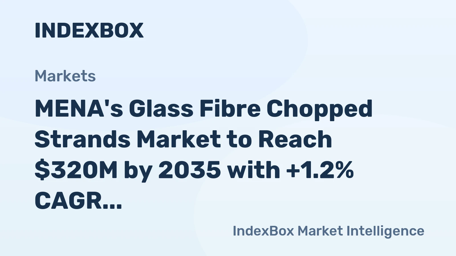 MENA's Glass Fibre Chopped Strands Market to Reach $320M by 2035 with +1.2% CAGR